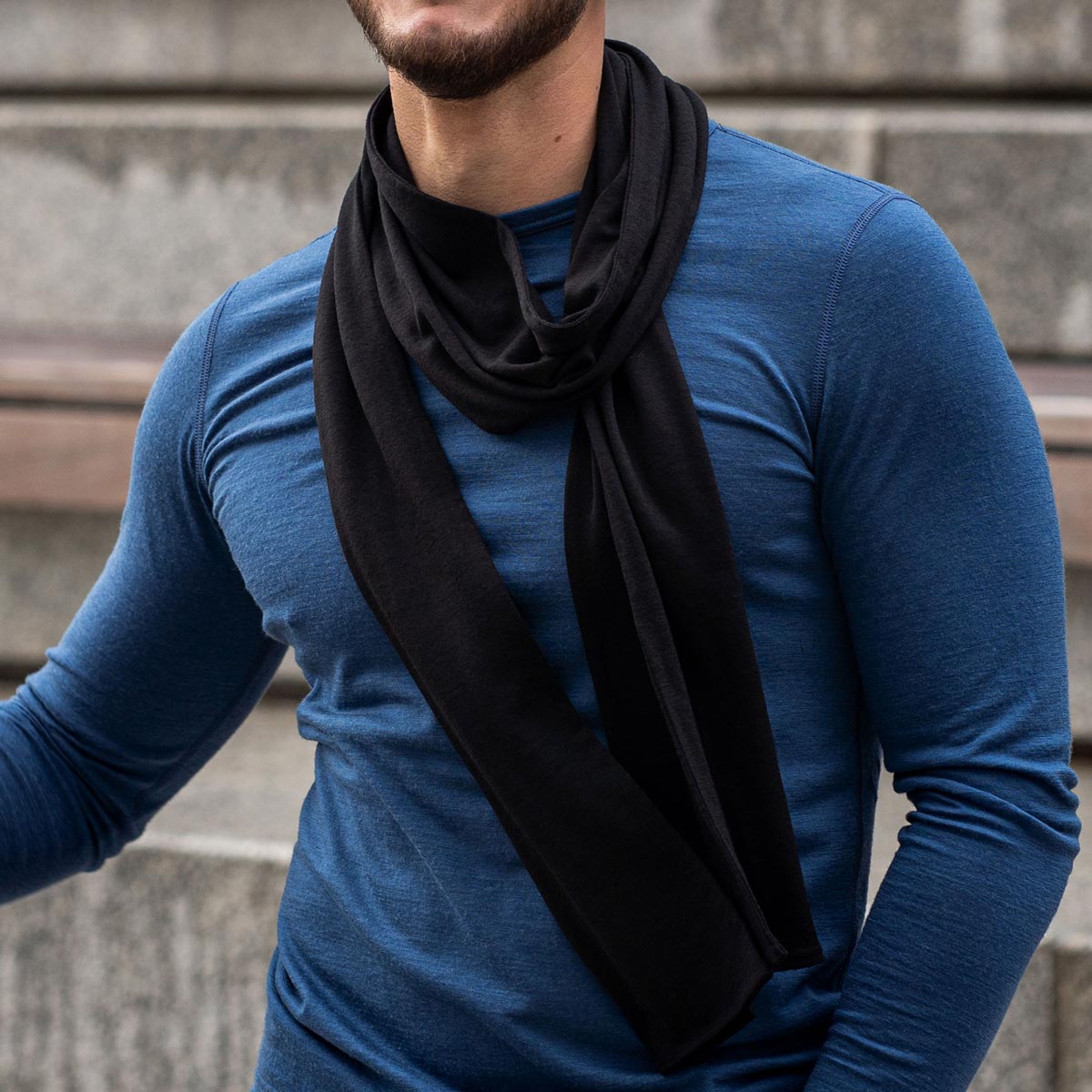 Men s Merino Scarf Dark Blue